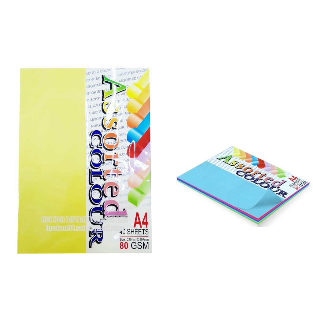 Assorted / Mix Colour A4 Paper 80gsm 8 Color x 5 sheet / 40 Sheet FTC ...