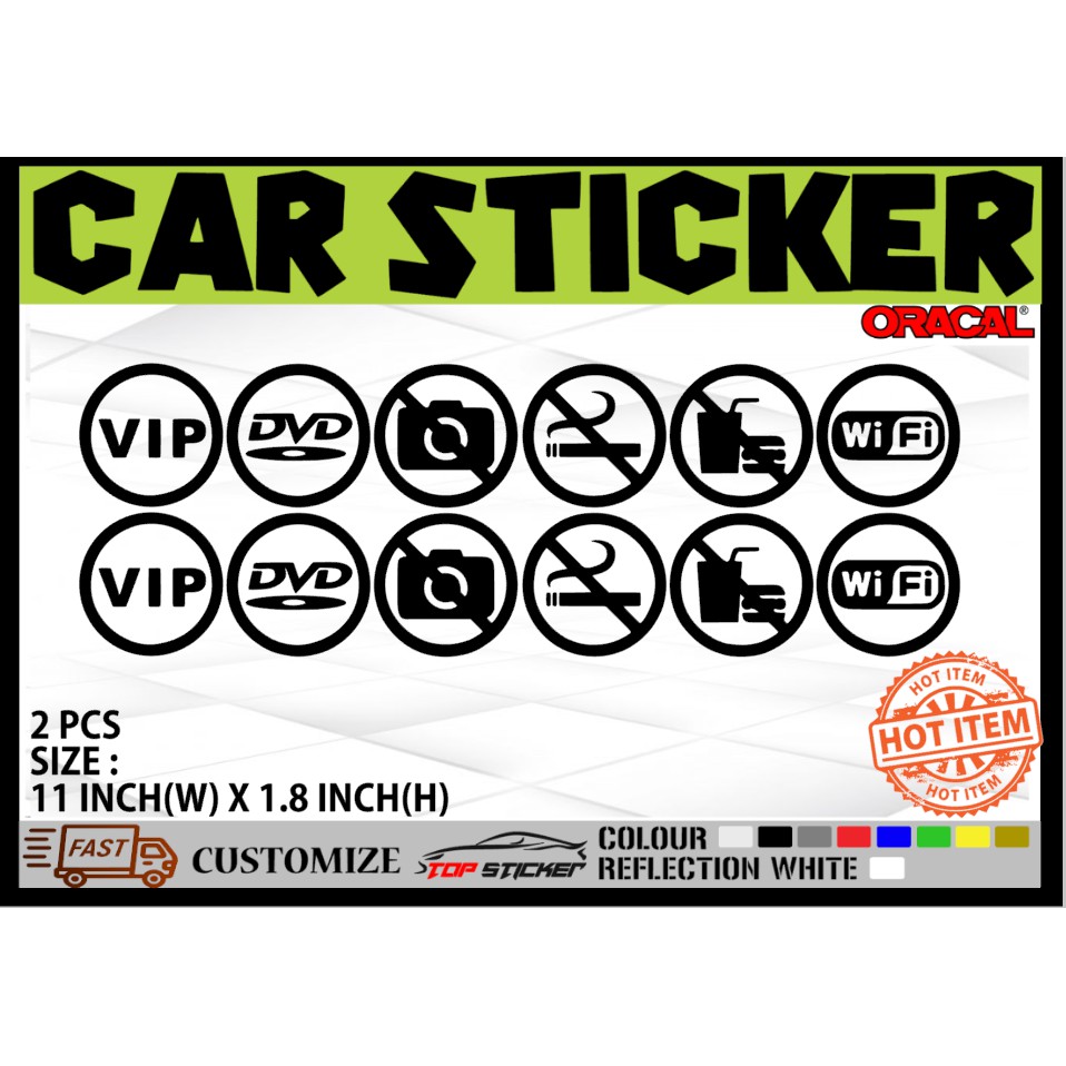 VIP 6 SYMBOLS TYPE 3 SIDE WINDOW CAR STICKER KERETA MYVI AXIA ALZA ...