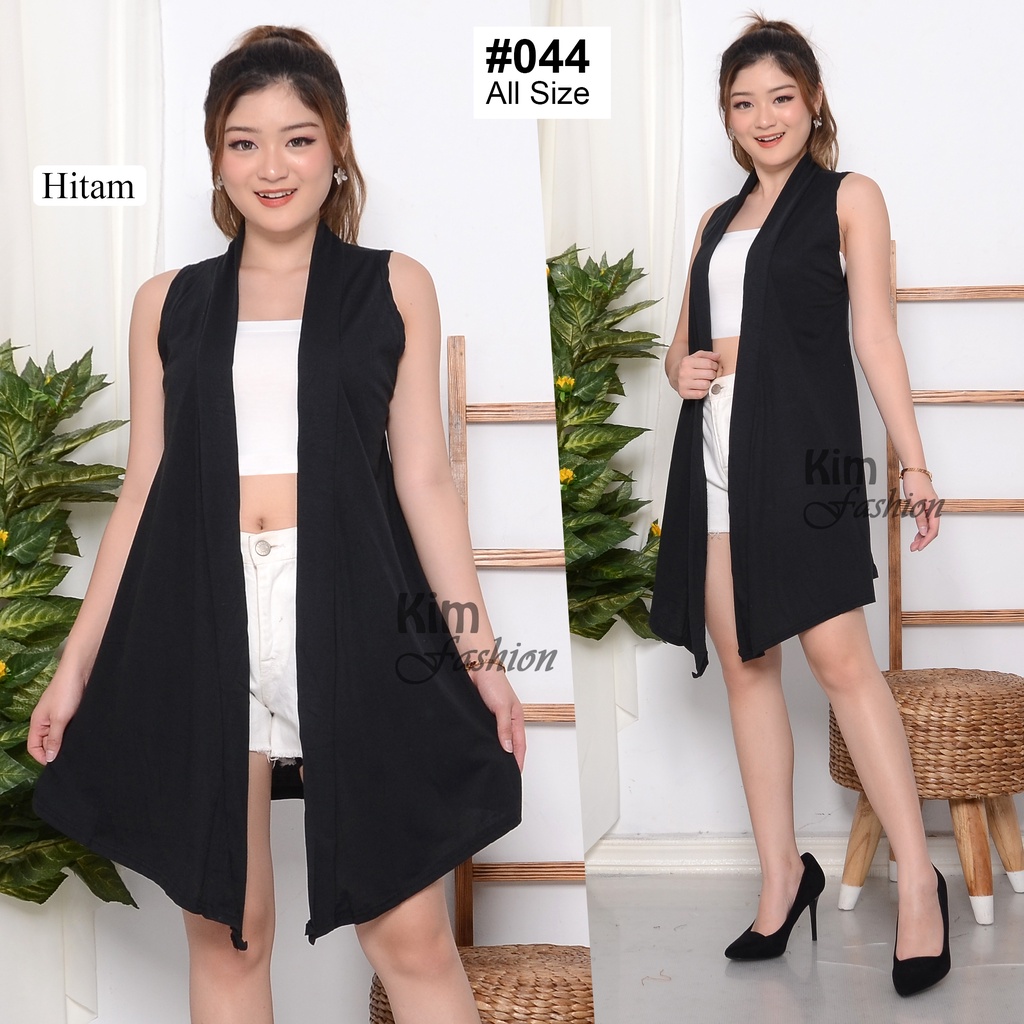 HITAM Women's Plain Black Singlet Cardigan/Spandex/Left Right Pocket ...