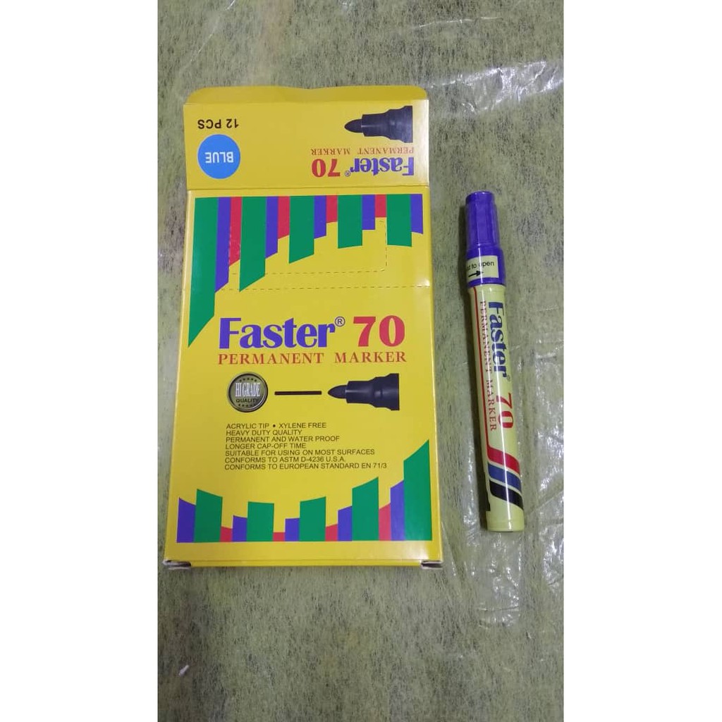 Faster Marker Pen 70 Blue (12pcs/Box) | Shopee Malaysia