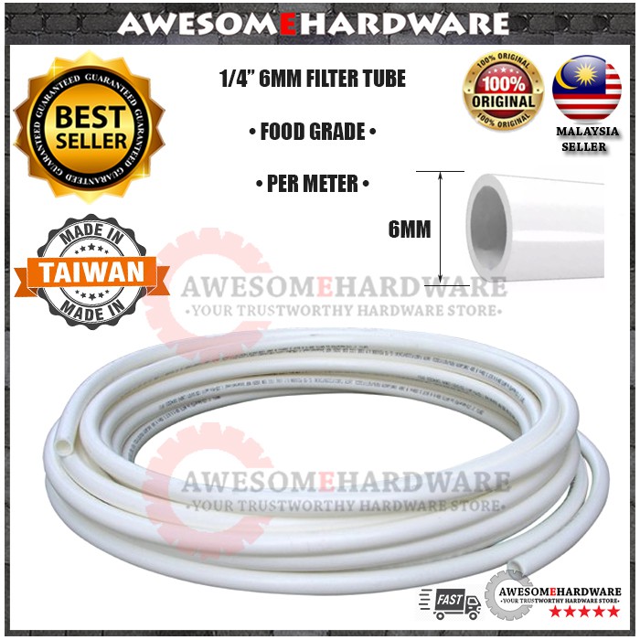 (PER METER) MADE IN TAIWAN 6MM 1/4" SMALL WATER FILTER HOSE PIPE TUBE ...