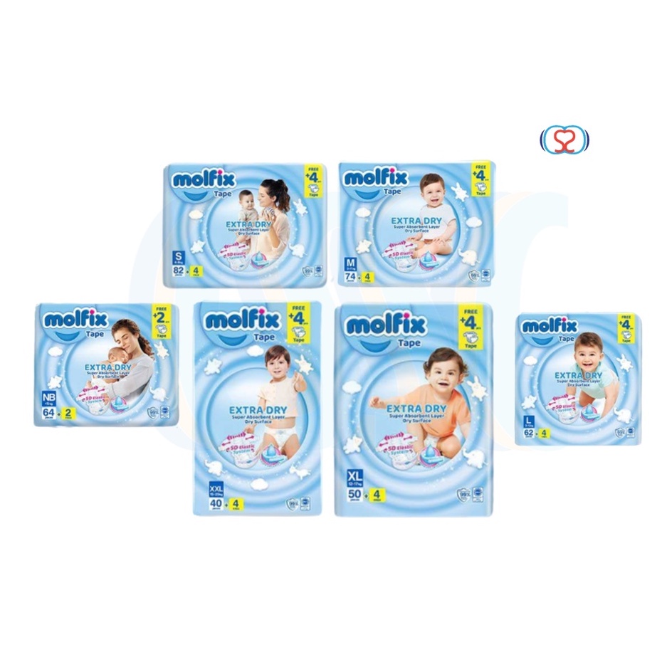 Molfix Baby diaper Extra dry (tape) Newborn/S/M/L/XL/XXL size | Shopee ...