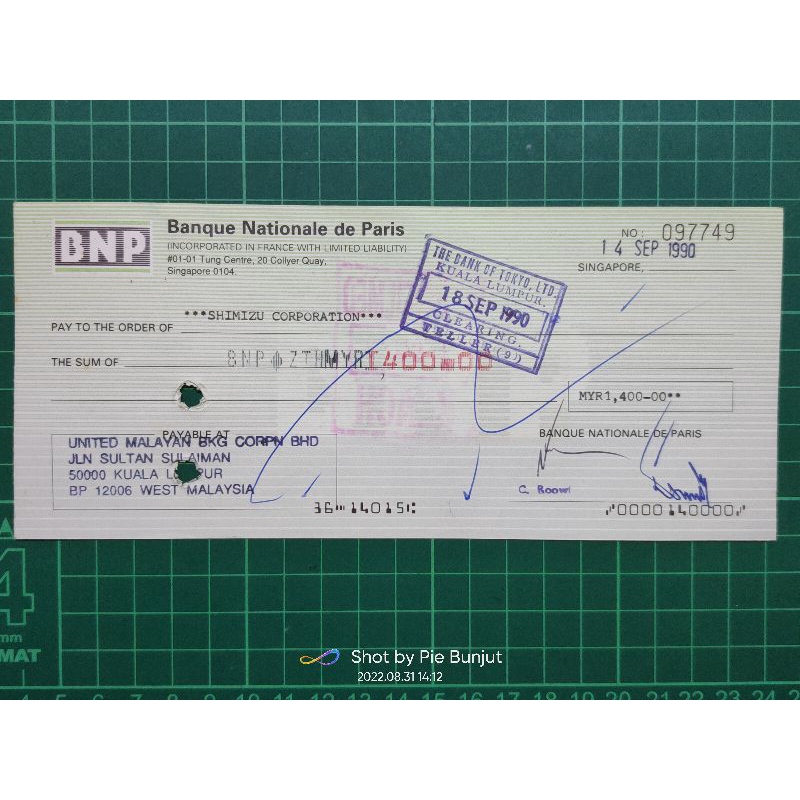 old cheque with stamp behind. Banque Nationale de Paris | Shopee Malaysia