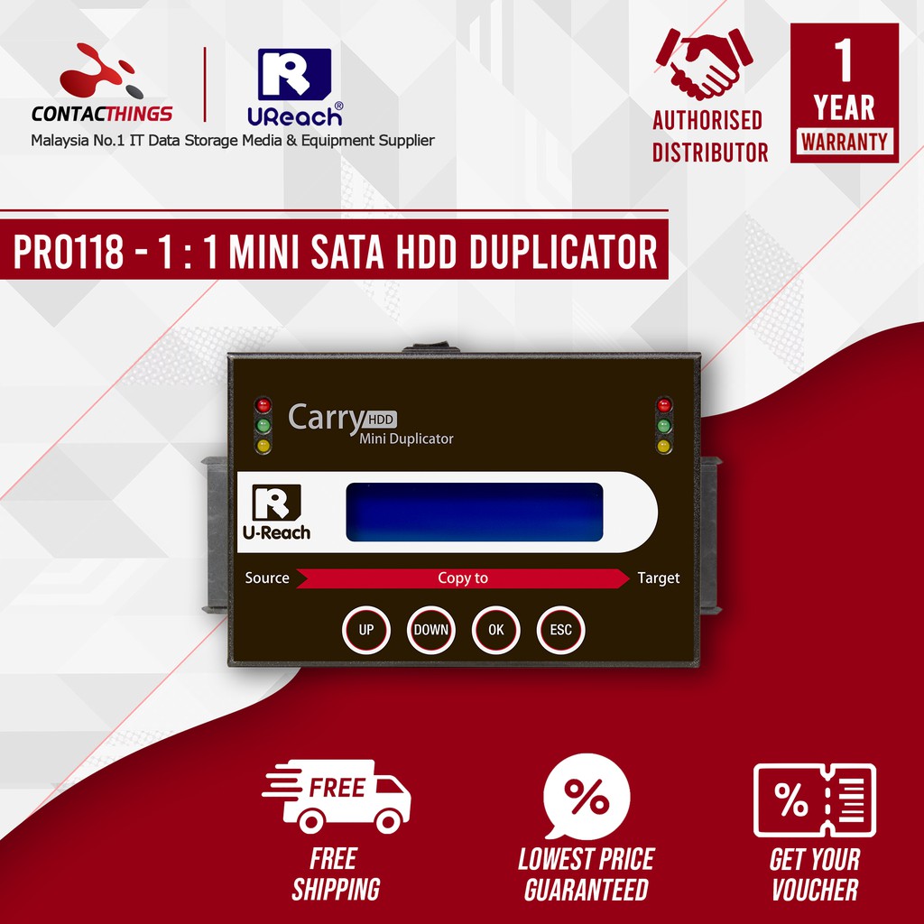U-REACH HDD Duplicator or Cloner and Eraser Supports 2.5", 3.5" SATA ...
