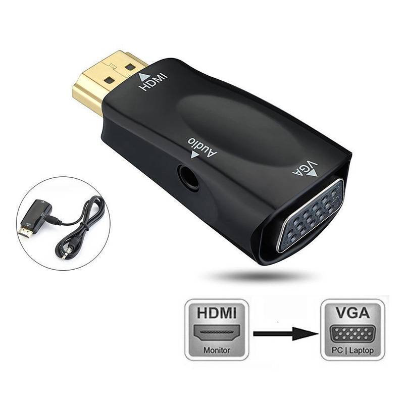 HDMI to VGA Cable Converter Male To Famale Converter Adapter 3.5 mm ...