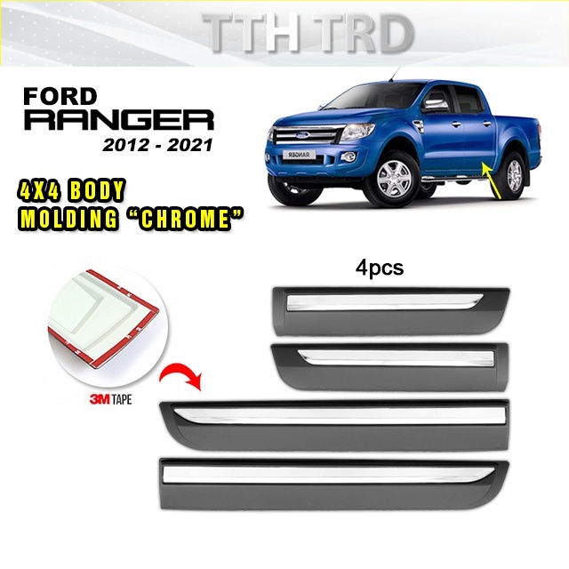 Ford Ranger 2012 - 2021 4x4 Side Doors Cladding Molding Trim Guard Body ...