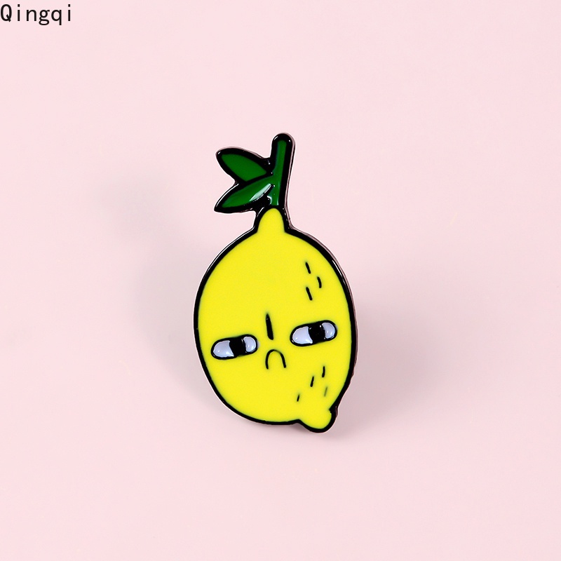 Cartoon Envious Lemon Enamel Pin Cute Unhappy Yellow Lemon Fruit ...