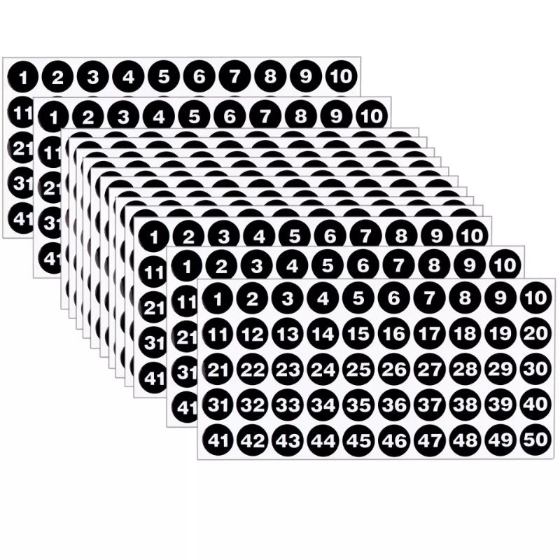 1-500 1inch Black Round Waterproof Number Label Sticker | Shopee Malaysia