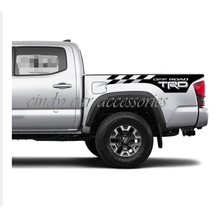 hilux TRD 4x4 Off-Road Checkered Flag BedSide Side Vinyl Stickers Decal ...