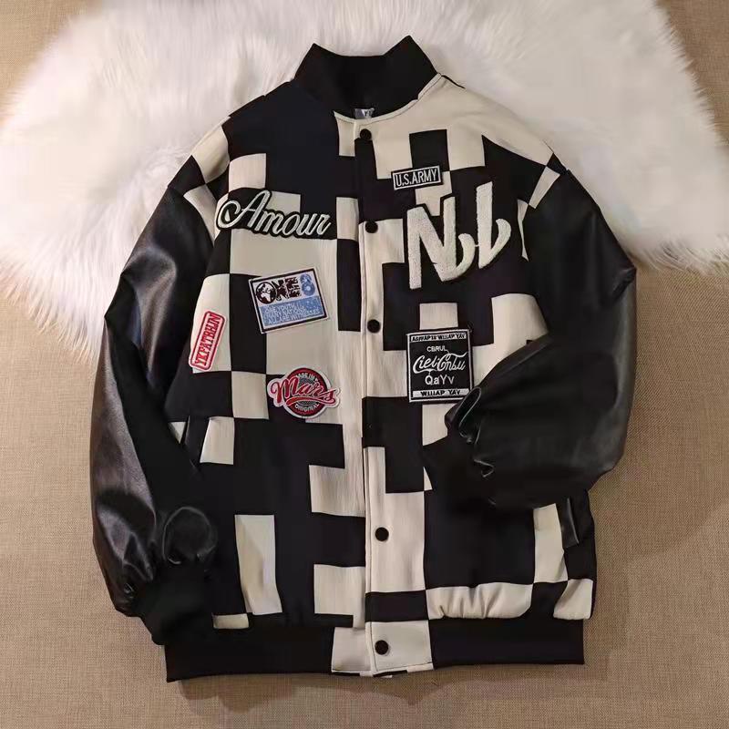 【Ready stock】M-3XL Color Block Bomber Jackets English Alphabet Bomber ...