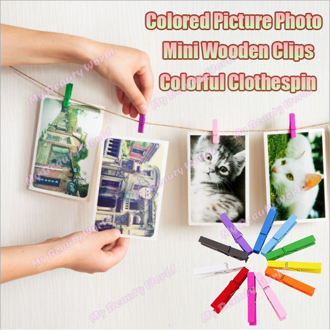 Mini Wooden Clips Colorful Clothespin DIY Photo Clips Decoration Clips ...