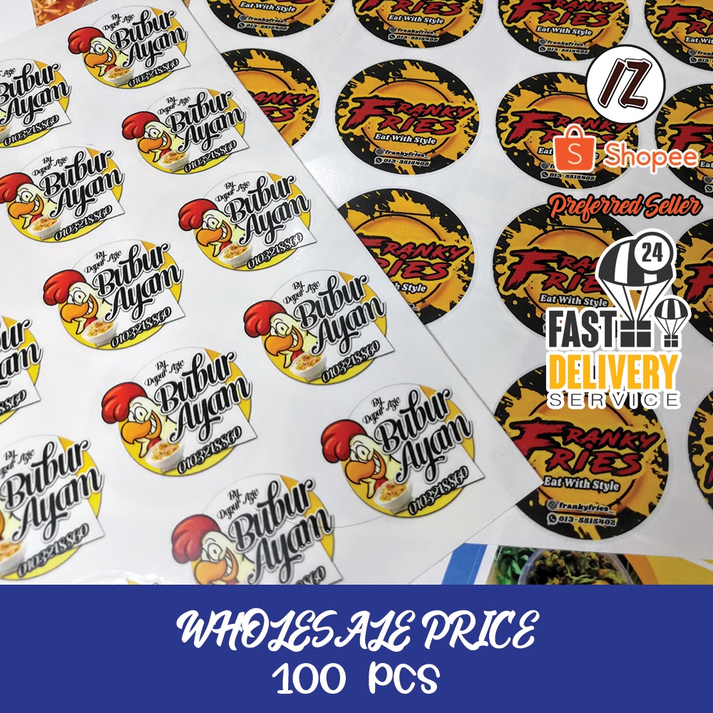 (100pcs) Custom Sticker Label Produk Murah | Shopee Malaysia