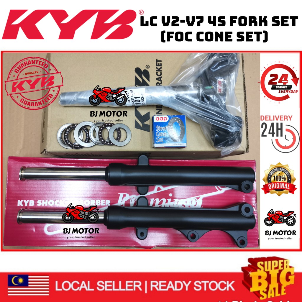 YAMAHA LC135 V2-V7 4S FRONT FORK SET DEPAN KYB DAMPER 55D LC 4SPEED T FORK BRACKET STEERING STEM ...