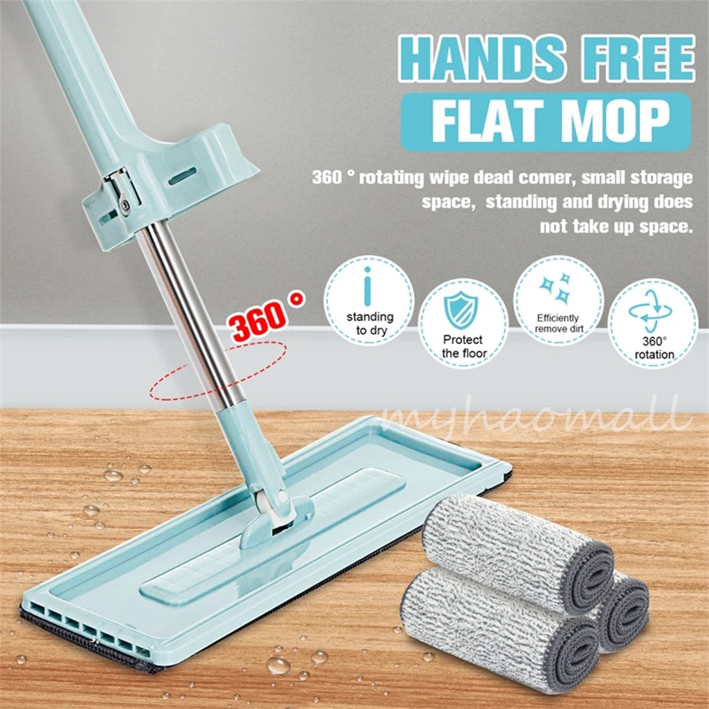 Flat Mop with 1 Microfiber Mop Pads Washing Floor Mop Hand Free ...