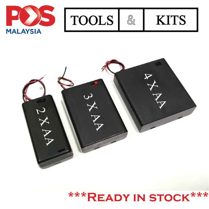 AA Battery Holder Box Case with Wire Leads ON/OFF Button for 2AA/3AA ...