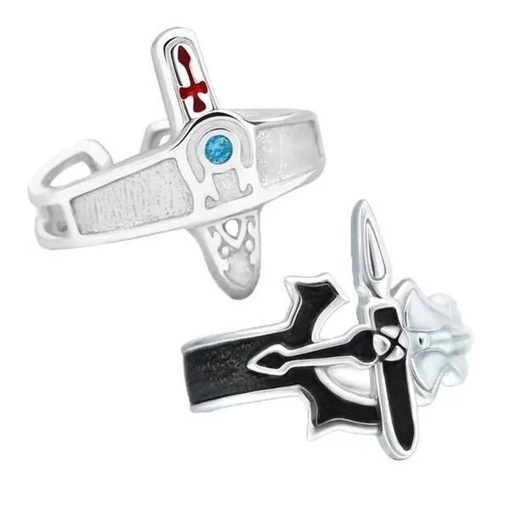 Sword Art Online Retro Kirito Asuna Cross Metal Ring Fashion Men and ...