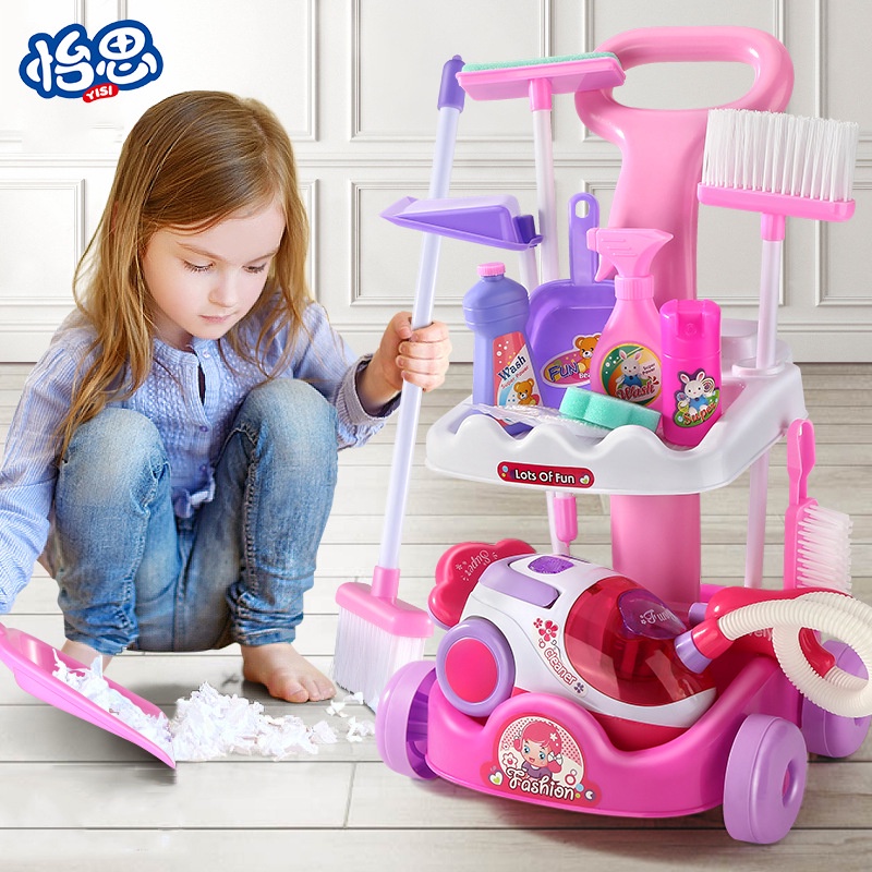 Janitor Cart / Cleaning Trolley Pretend Play Vacuum Cleaning Toy for ...