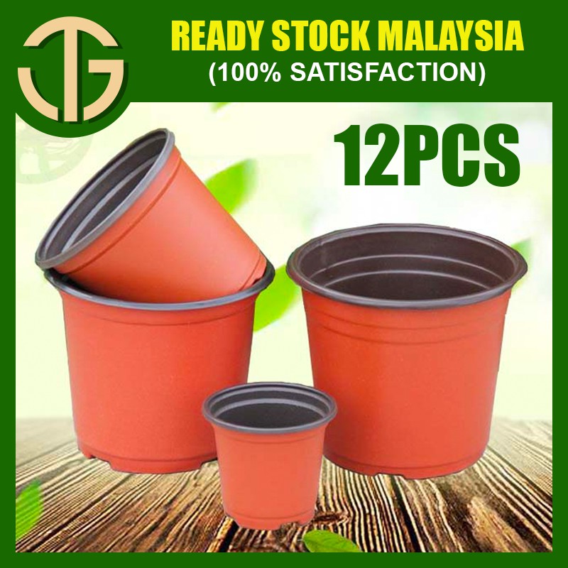 【FAST SHIPPING】12PCS ULTRA Soft Plastic Flower Pot - Brown | Shopee ...