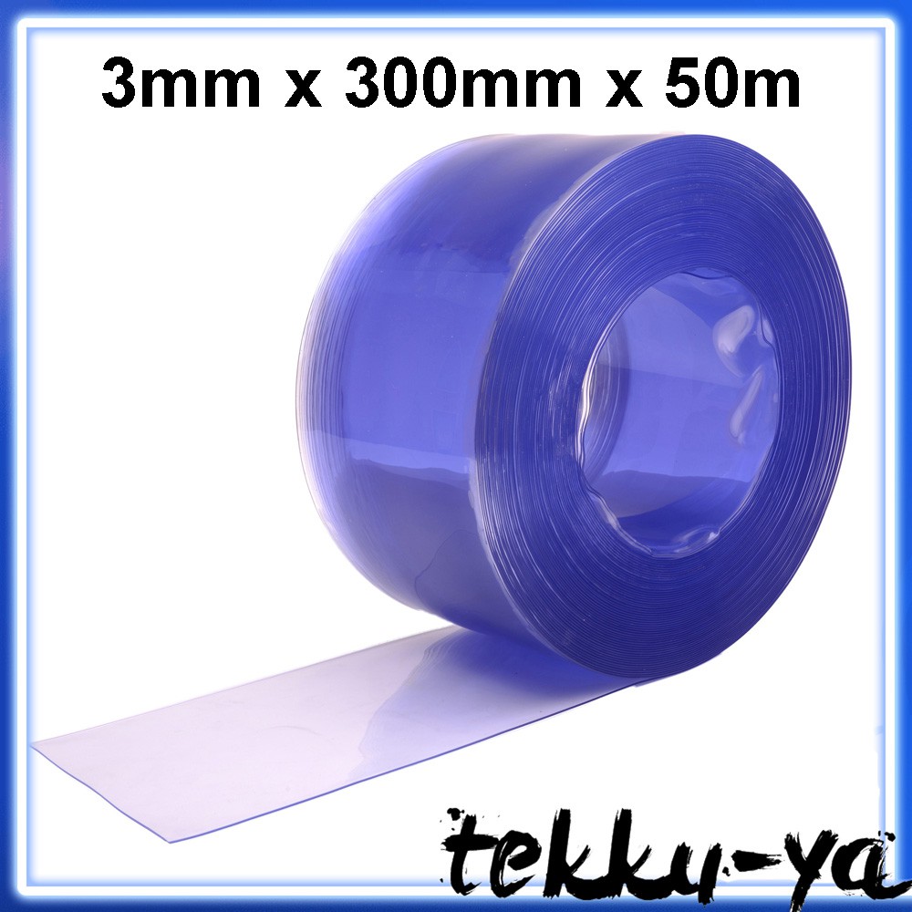 PVC Curtain Strip Clear Blue 3mm x 300mm W x 50mtr Extra Thick Cold ...