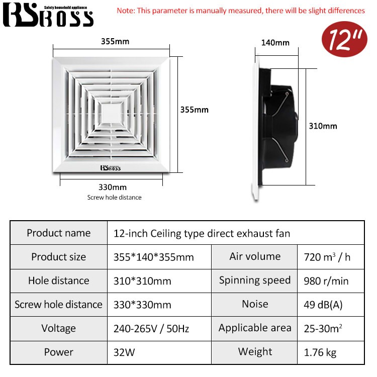 BS BOSS exhaust fan 8inch 10inch 12 inch Ceiling Type Exhaust fan ...
