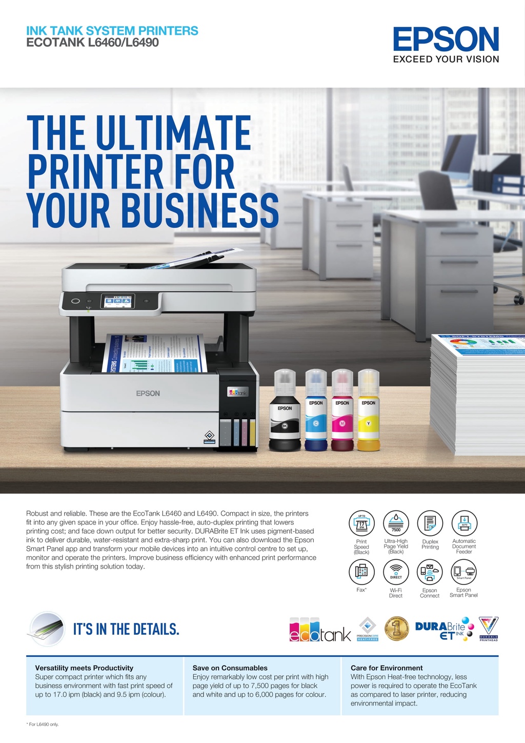 Epson EcoTank L6460 A4 Ink Tank Duplex Wireless Ink Tank Printer ...