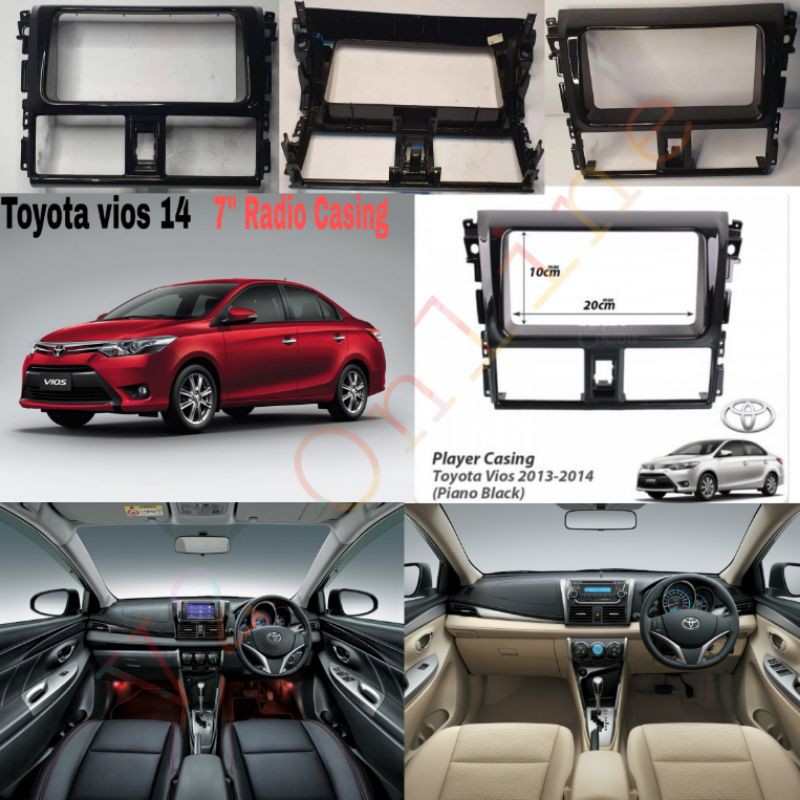 Toyota vios 2014 Double Din 7" Radio Casing Original Piano Black ...