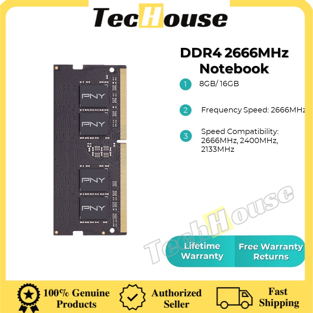 PNY DDR4 2666MHz CL19 Notebook Memory Single Channel RAM 8GB Life Time ...