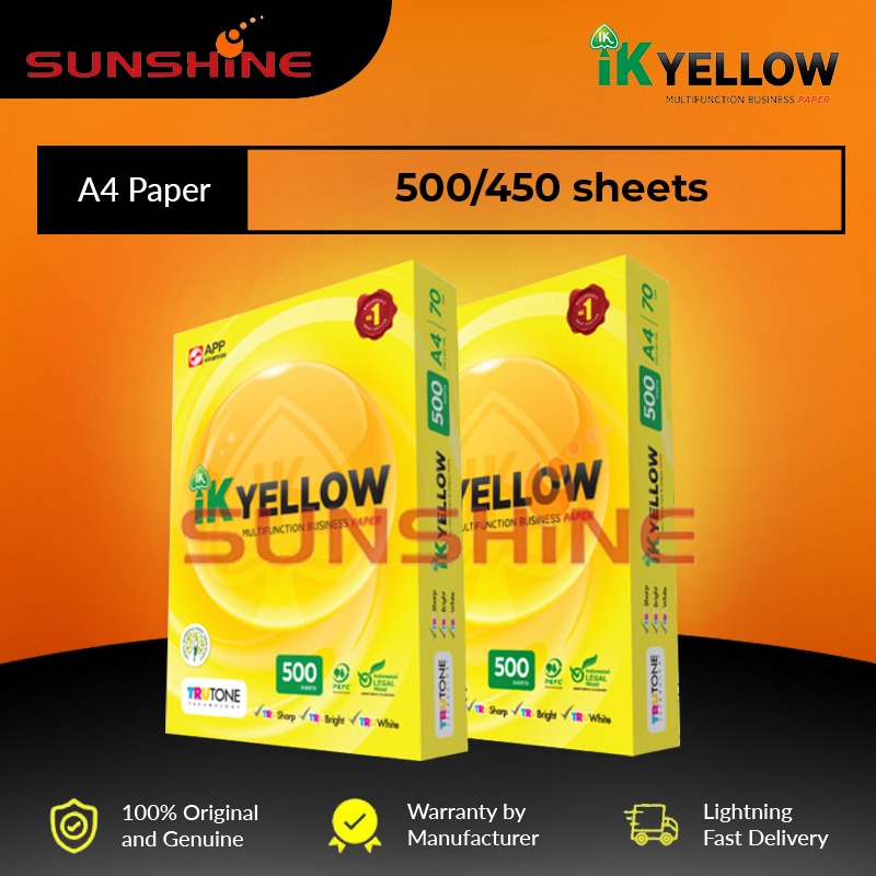 IK Yellow Multipurpose A4 / A5 Paper 70 / 80 Gsm 450/500/900 SHEETS ...