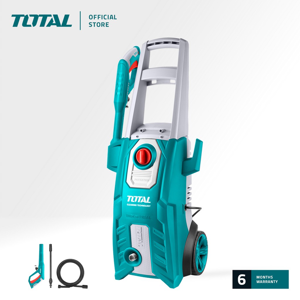 TOTAL High Pressure Washer With Carbon Brush Motor + Accessories (Max Pressure 150 Bar/2200 PSI ...