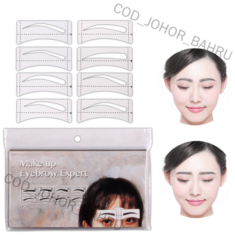 COD_JOHOR_BAHRU 32 Pcs/Set Fashion Eyebrow Template Stickers Makeup ...