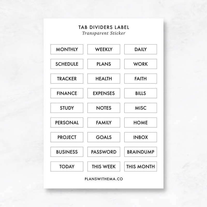Transparent Tab Divider Label Sticker | Shopee Malaysia