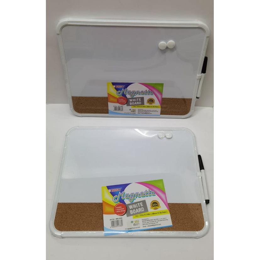 Niso Magnetic White Board With Cork Notice Board 28cmX35.5cm | Shopee ...