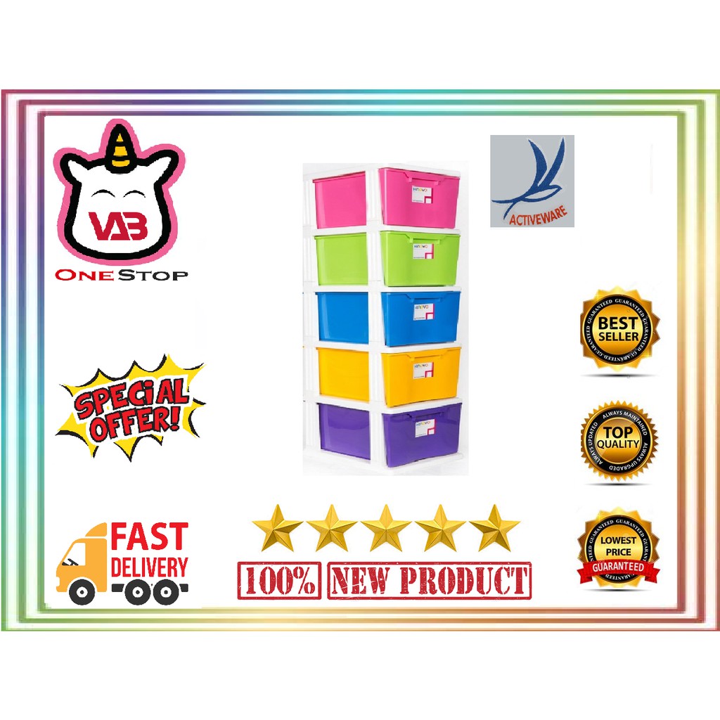 UNIACTIVE 5 Tier Drawer/ Storage Cabinet / Plastic Cabinet P-215 ...