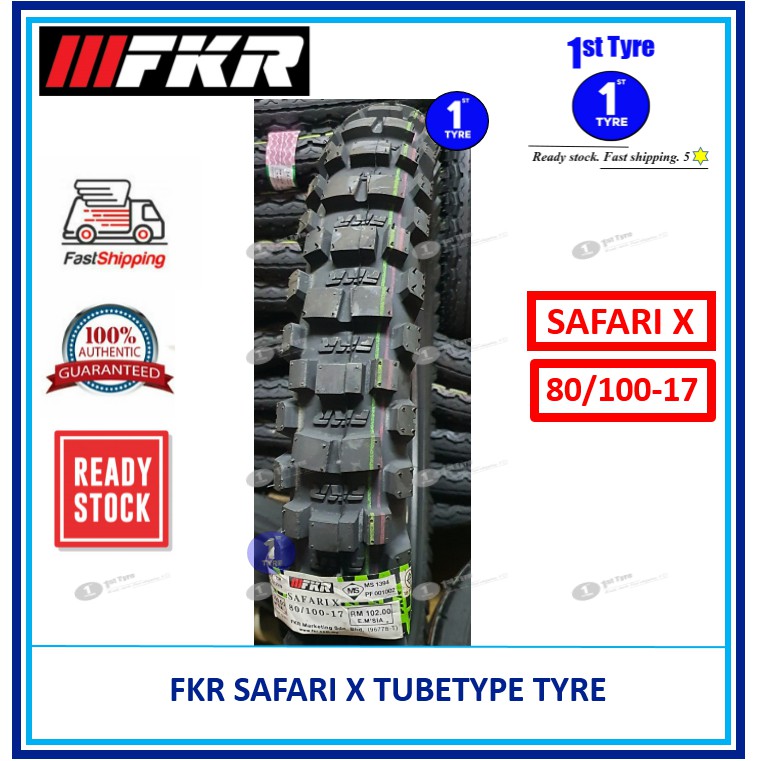 FKR TYRE TAYAR 17 SAFARI X (MOTOR CROSS) Tube Tyre 80/100-17 [ TAYAR ...