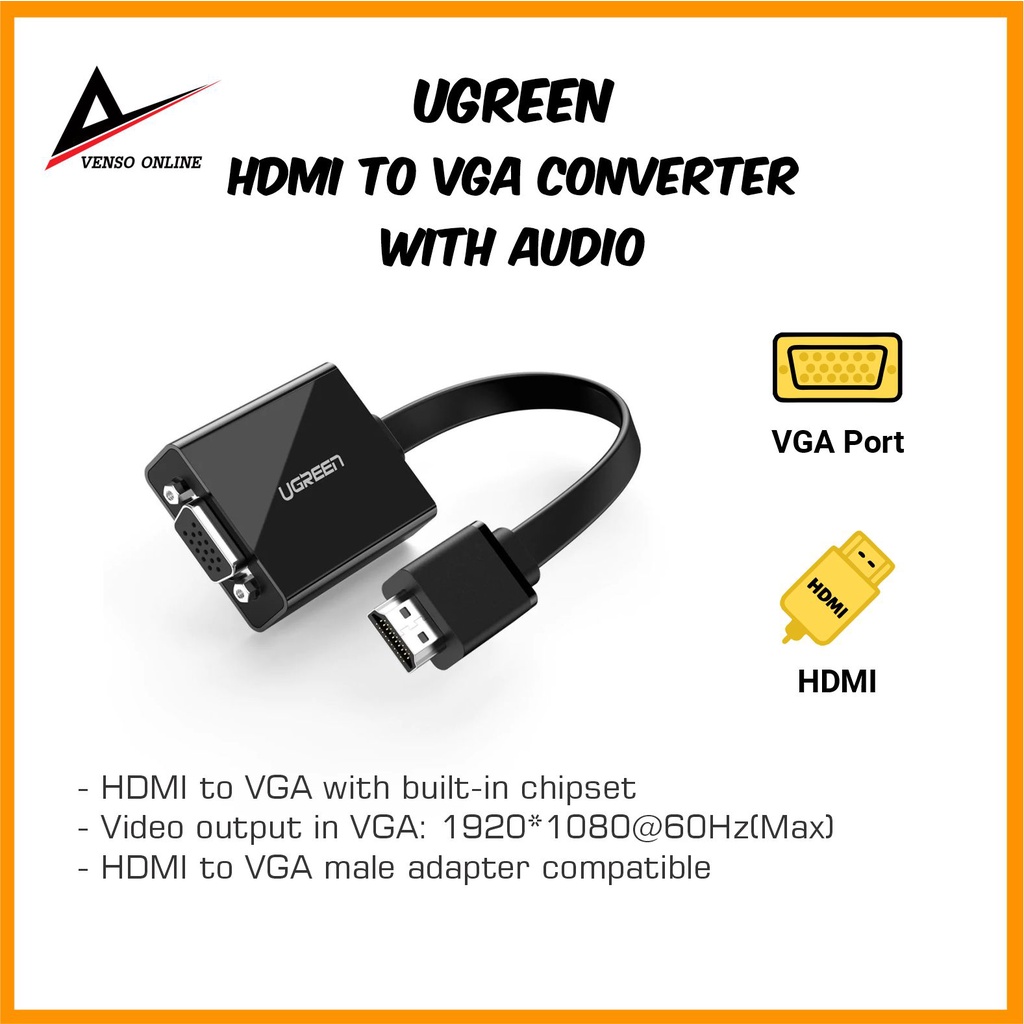 UGREEN HDMI to VGA+3.5MM Audio Jack | Shopee Malaysia