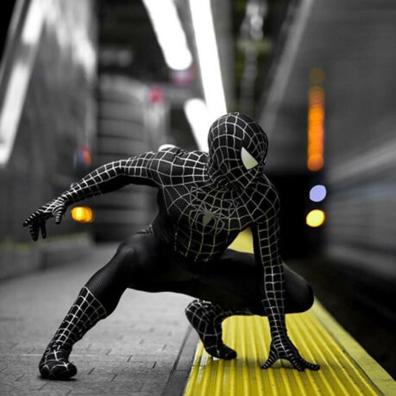 2 Amazing The Spiderman Black Venom Tights Cosplay Costume Zentai Lycra ...