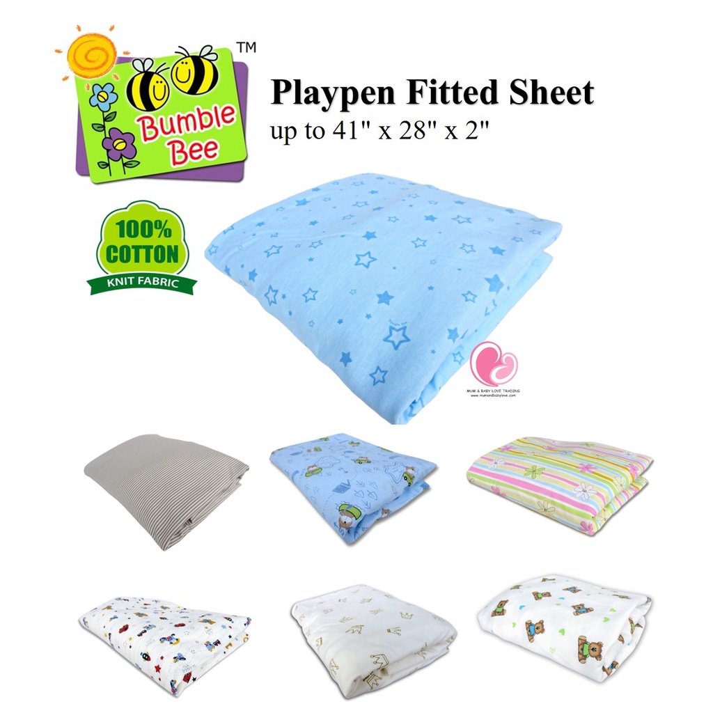 Bumble Bee 41" x 28" x 2" Playpen 100% Cotton Fitted Bed Sheet ...
