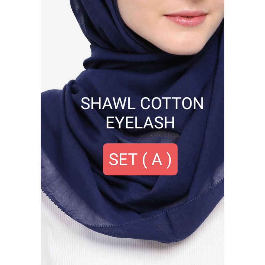 🔥Shawl Cotton Eyelash PREMIUM🔥 ️UKURAN 1.8m X 0.75m SET ( A ) | Shopee ...