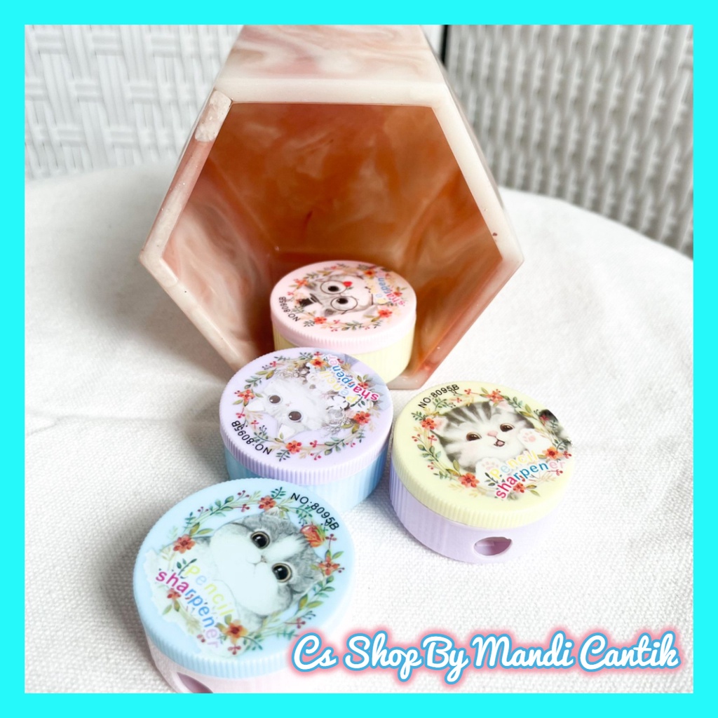 Ready Cute Cat Drawing Round Sharpener Cute Cat Drawing Pencil Shavings ...