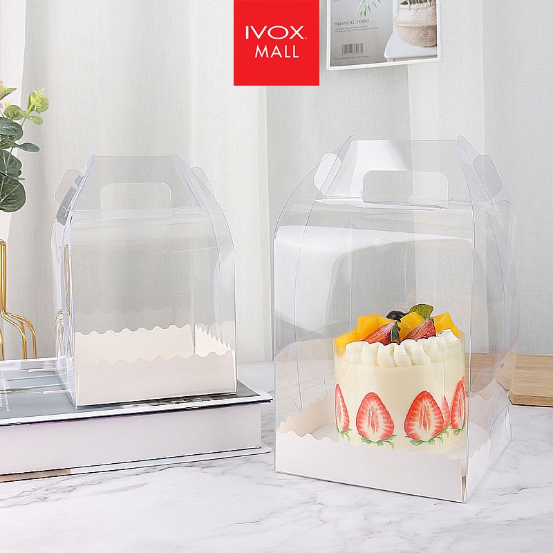 Cake Box Transparent 4/5/6 Inch Square Clear Board Packaging Portable ...