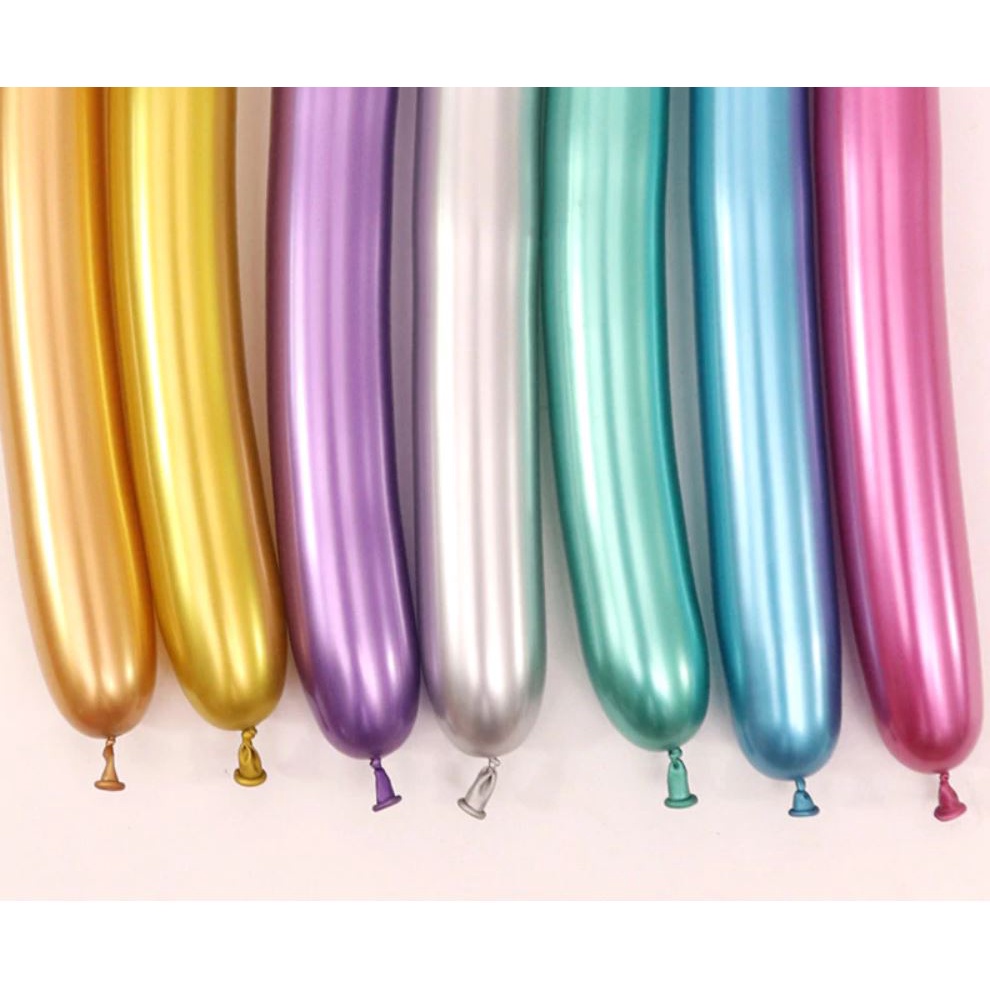 10pcs Metallic Latex Balloons 260 Long Shape Metal Chrome Magic Strip ...