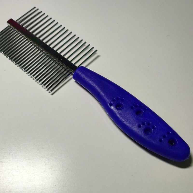 Double Row Comb with Shank Footprint and Dense Teeth 带柄脚印疏密齿双排梳 ...