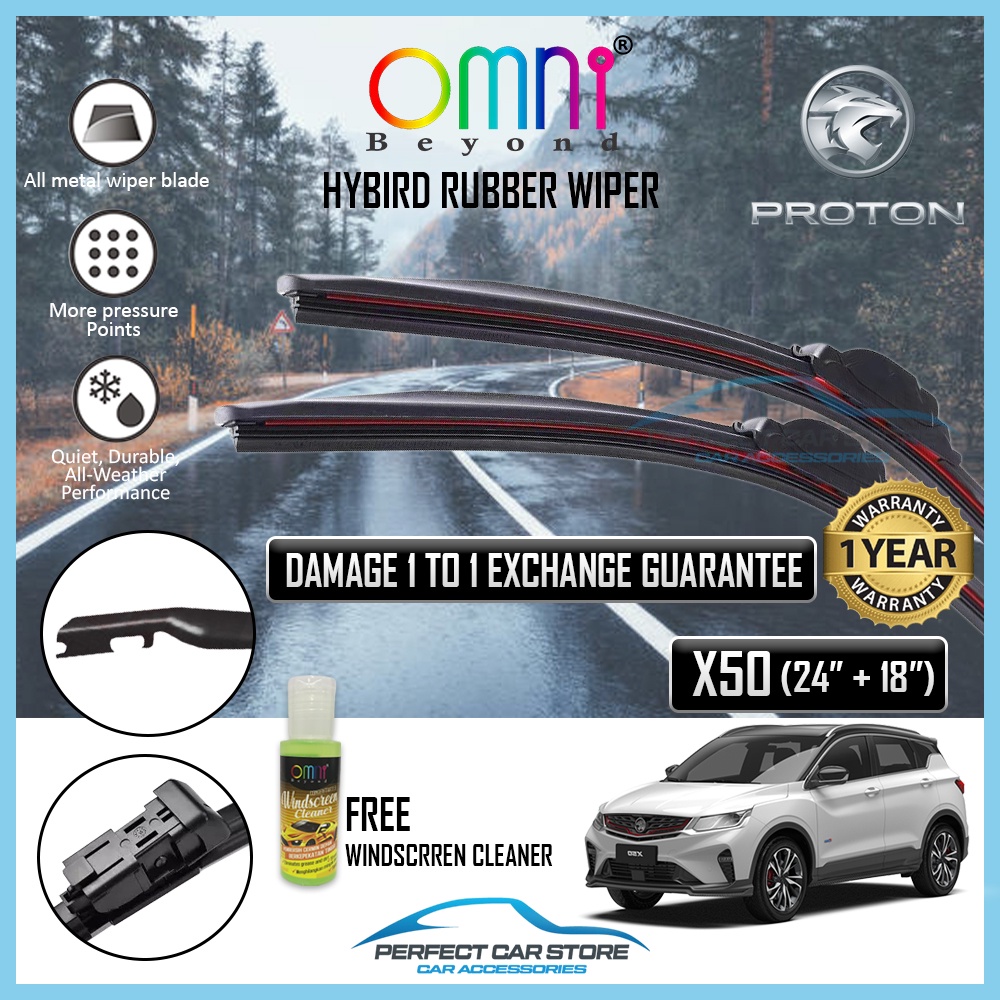 Proton X50 2020 - Present Omni Beyond HYBIRD Rubber Wiper Blade (1 Set ...