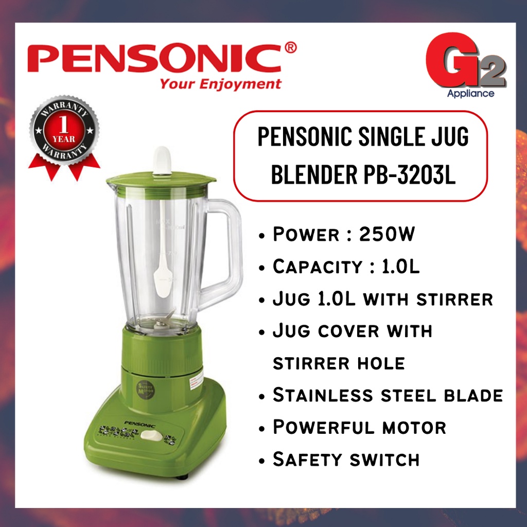 Pensonic 1.0L Blender (Single Jug / PB-3203L) / (Jug with Dry Mill / PB ...