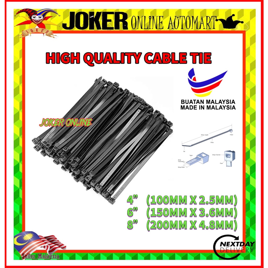 (Made In Malaysia) Cable Ties Pengikat Kabel Locking Zip 100mm 150mm ...