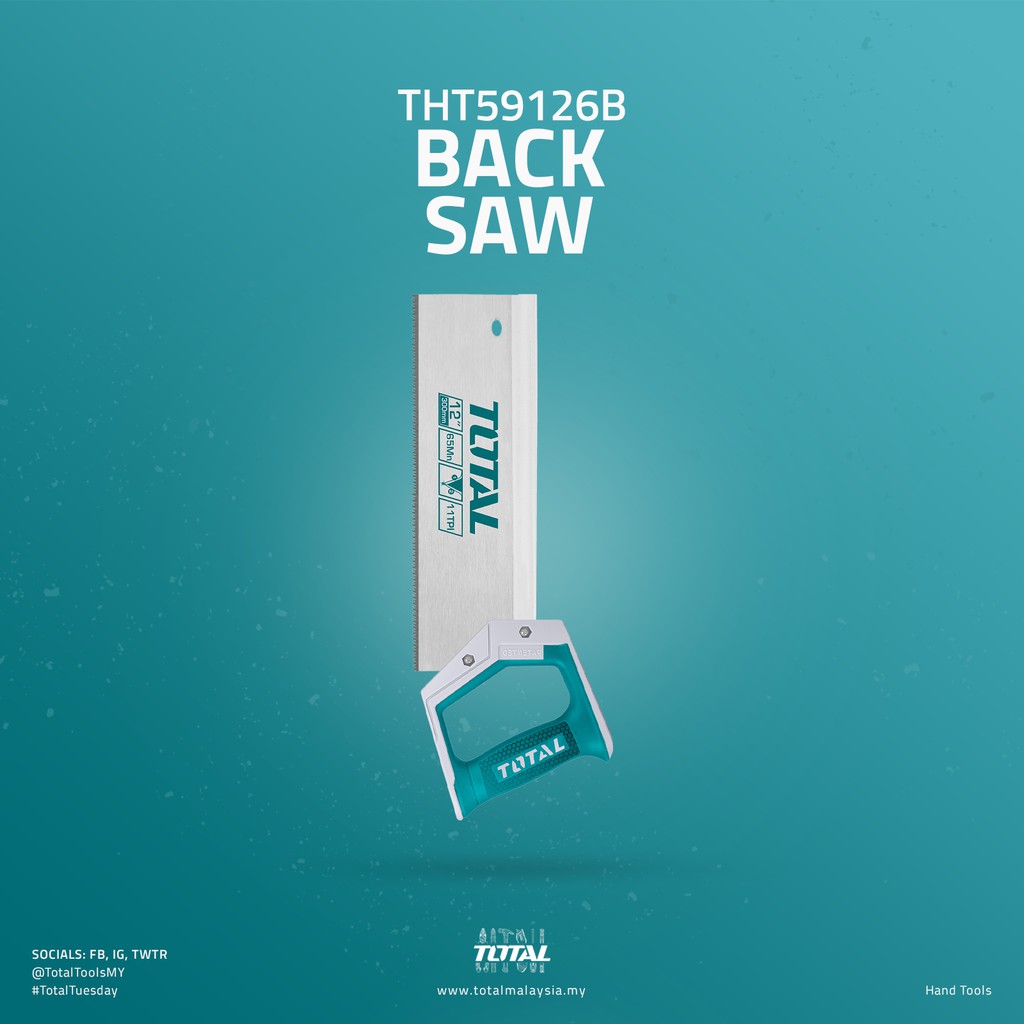 TOTAL Back Saw With Teeth Protector/Cover Made from 65 Manganese (Mn ...