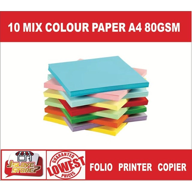 10 Mix Colour Paper A4 80gsm Kertas Warna | Shopee Malaysia