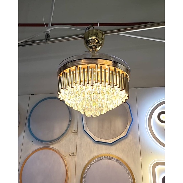 Crystal fan light modern 48’’ | Shopee Malaysia
