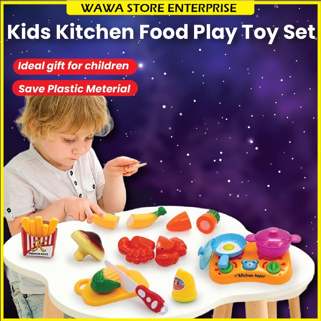Kids Pretend Role Play Kitchen Food Hamburger Kitchen Fun Cutting ...