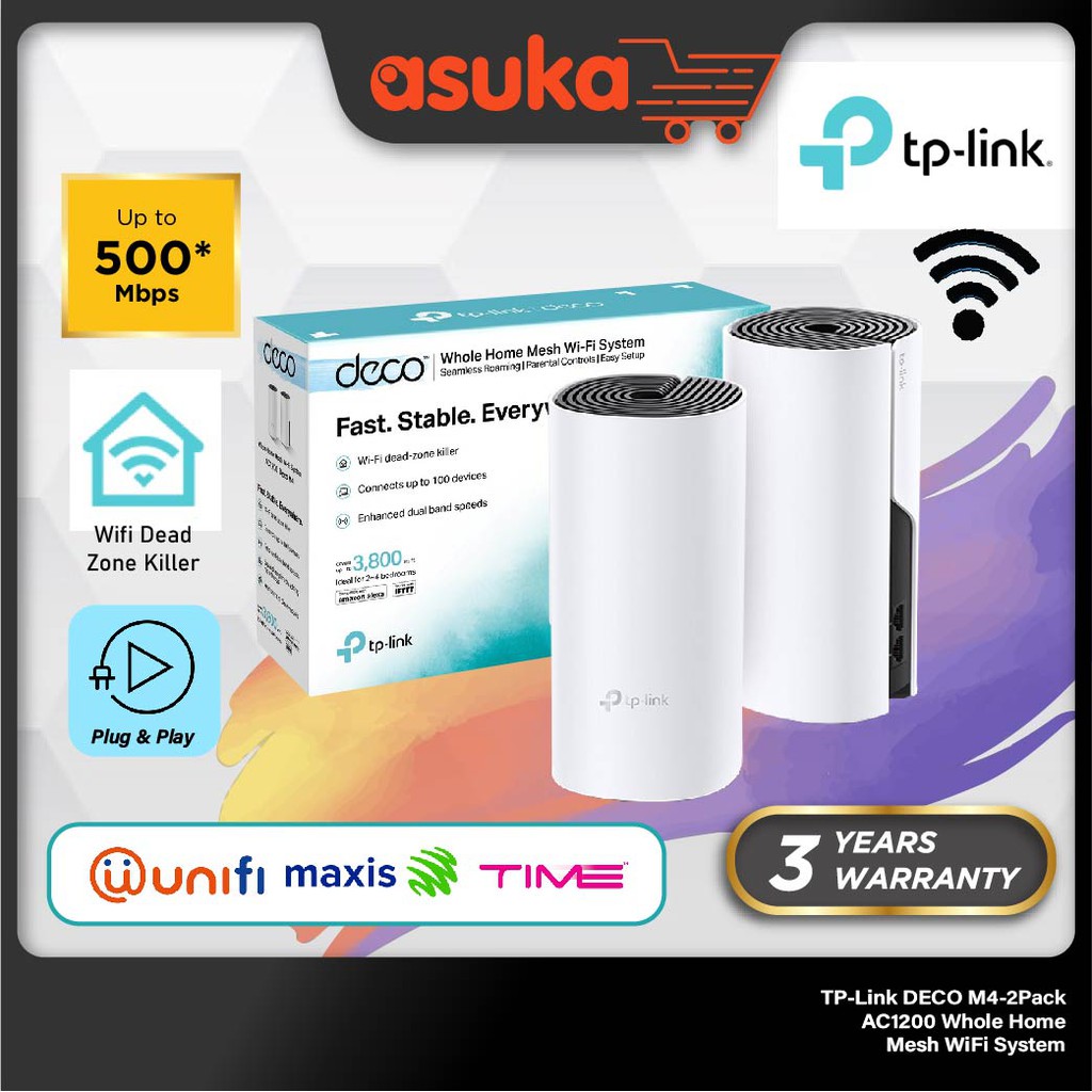 TP-Link DECO M4-2Pack AC1200 Whole Home Mesh WiFi System(AP Or Router ...